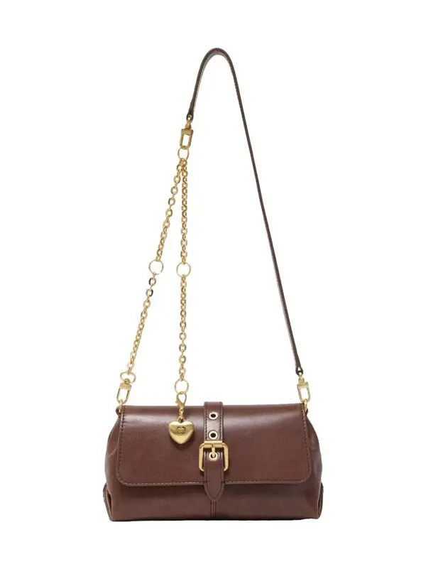 Maje Vintage Leather Miss M Walk Bag With Chain Strap - Brown