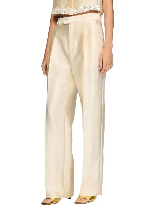 Sandro Satin Trousers - Cream