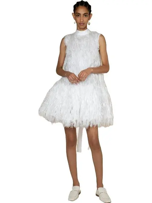 ROKSANDA Odette Faux Feather Bridal Dress - Ivory