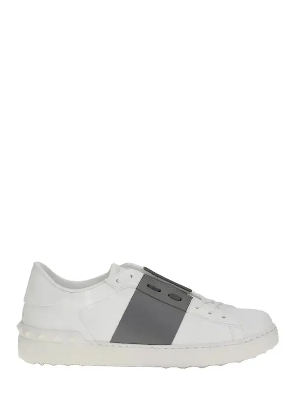 Valentino Garavani Studded Stripe Leather Sneakers - White