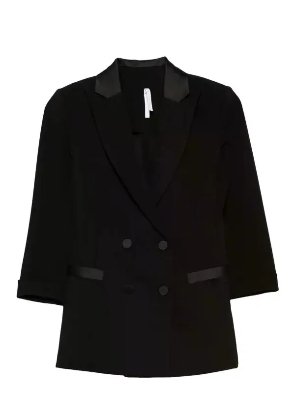Imperial Double-breasted Collared Blazer - Black