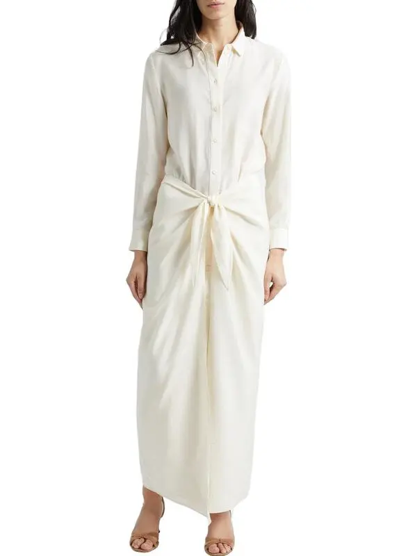 Emporio Armani Long Sleeve Techno Rayon Maxi Dress - Ivory