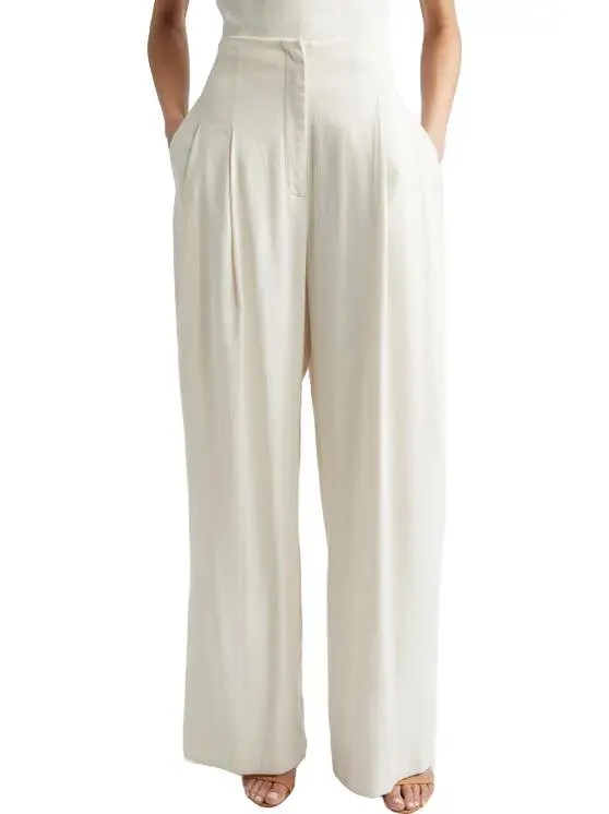 Lela Rose High-waist Wide-leg Pants - Bone
