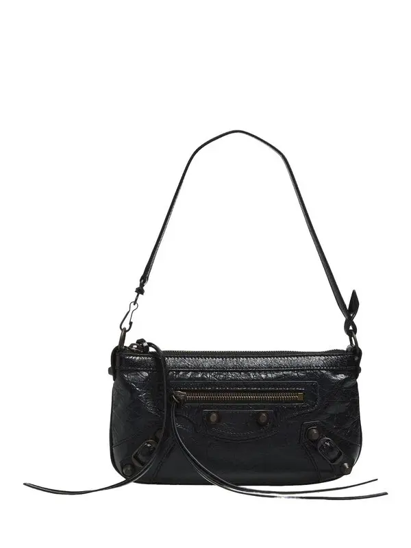 Balenciaga Le City Leather Pouch Shoulder Bag - 1000 Black