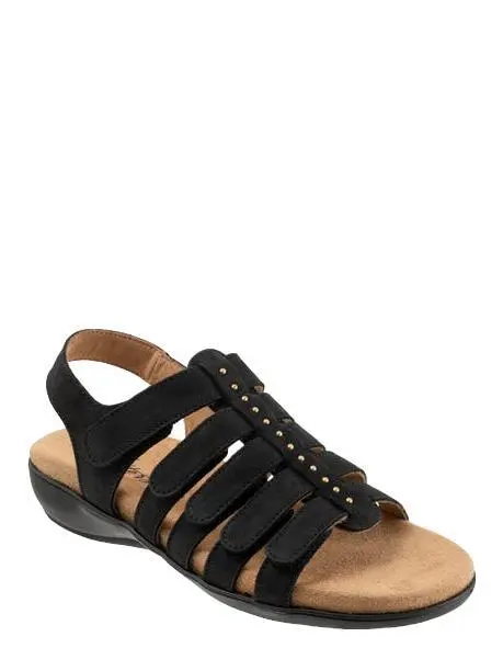 Trotters Riki Studded Slingback Sandals - Black Nubuck
