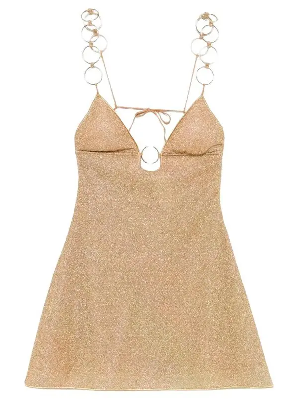 Oseree Lumiere Ring-strap Mini Dress - Gold