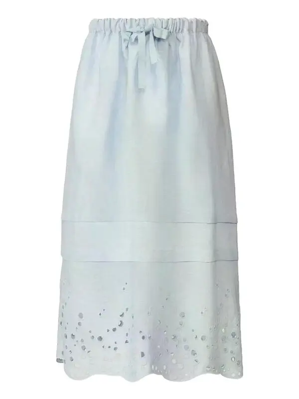 Fabiana Filippi Eyelet Drawstring Midi Skirt - Blue