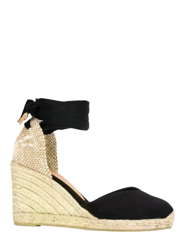 CastaÑer Lace-up Wedge Espadrilles - Black