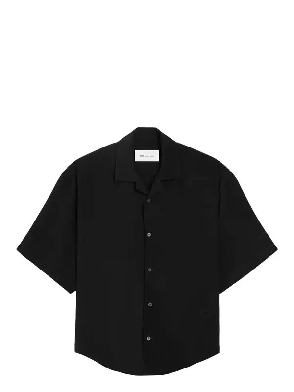 Ami Short-sleeve Embroidered Shirt - Black