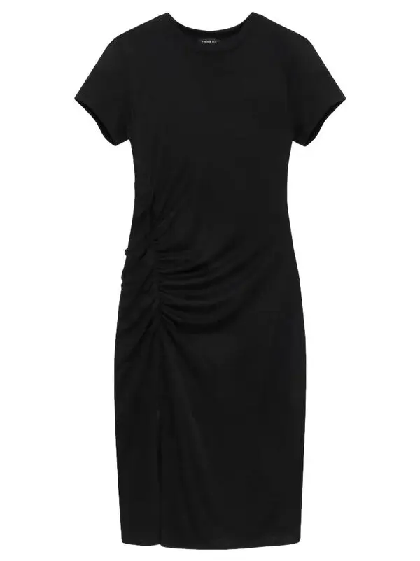 ANINE BING Vida Gathered Slit Midi Dress - Black