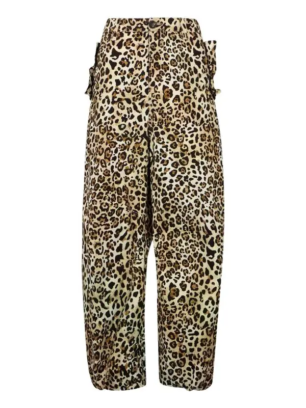 Dsquared2 Animal-print Trousers With Ruffle Detailing - Neutrals