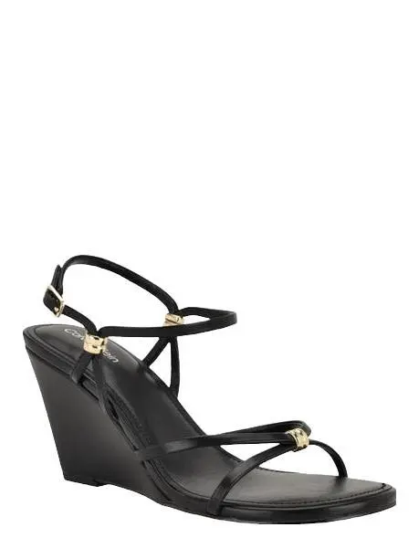 Calvin Klein Deliney Ankle Strap Wedge Sandal - Black