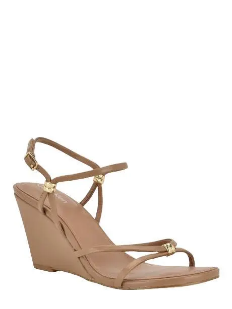 Calvin Klein Deliney Ankle Strap Wedge Sandal - Medium Natural