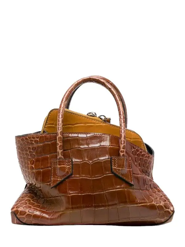 Attico Mini Le Passeggiata Embossed Tote Bag - Brown