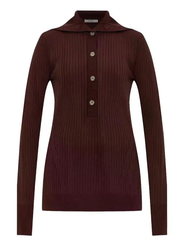 ENTIRE STUDIOS Ribbed Buttoned Polo - Brown
