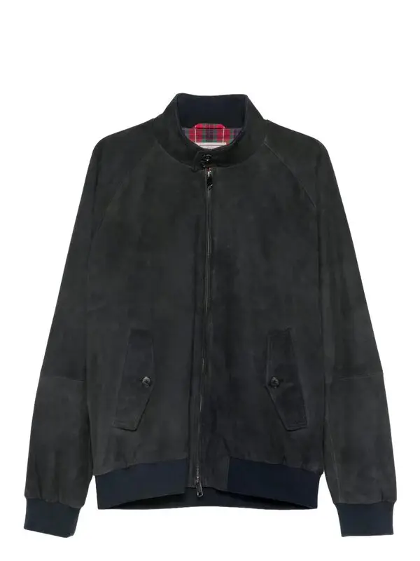 BARACUTA Zip-up Suede Jacket - Blue