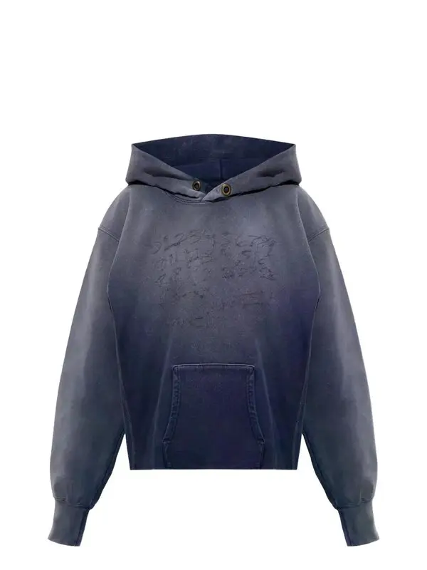 MAISON MARGIELA Embroidered-logo Hoodie - Blue