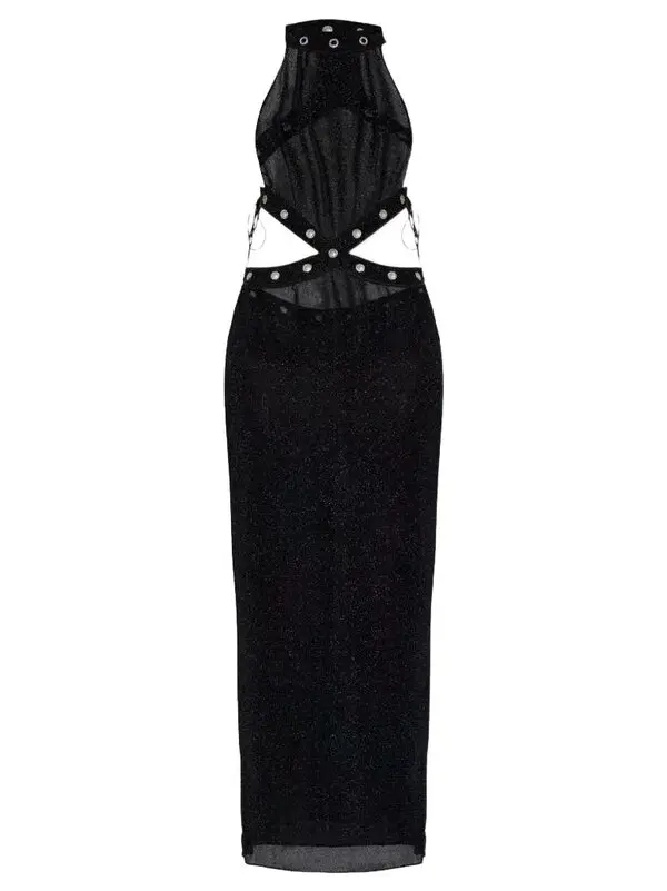 Oseree Halterneck Maxi Dress - Black