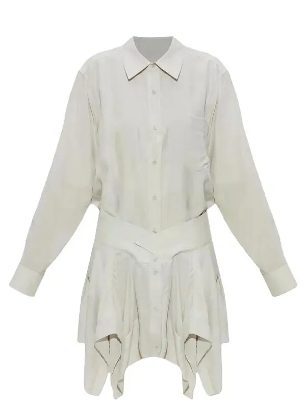 Alexander Wang Silk Shirt-style Mini Dress - Neutrals