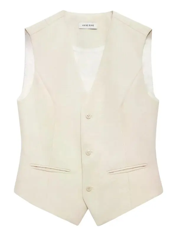 ANINE BING Mario Button Waistcoat - Neutrals
