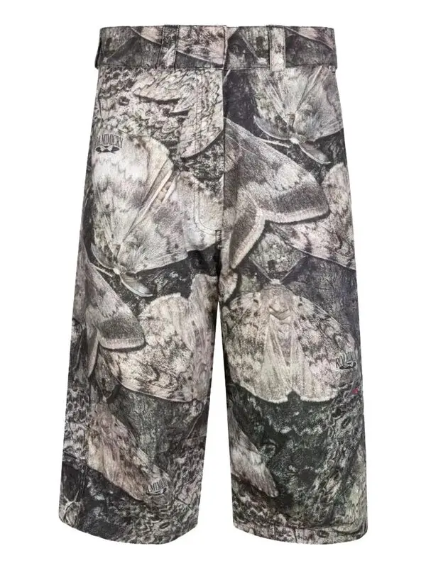 ROA Moth Print Three-quarter Trousers - Grey