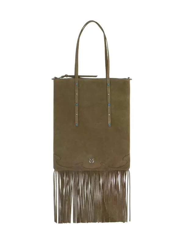 Pinko Studded Fringe Tote Bag - Green