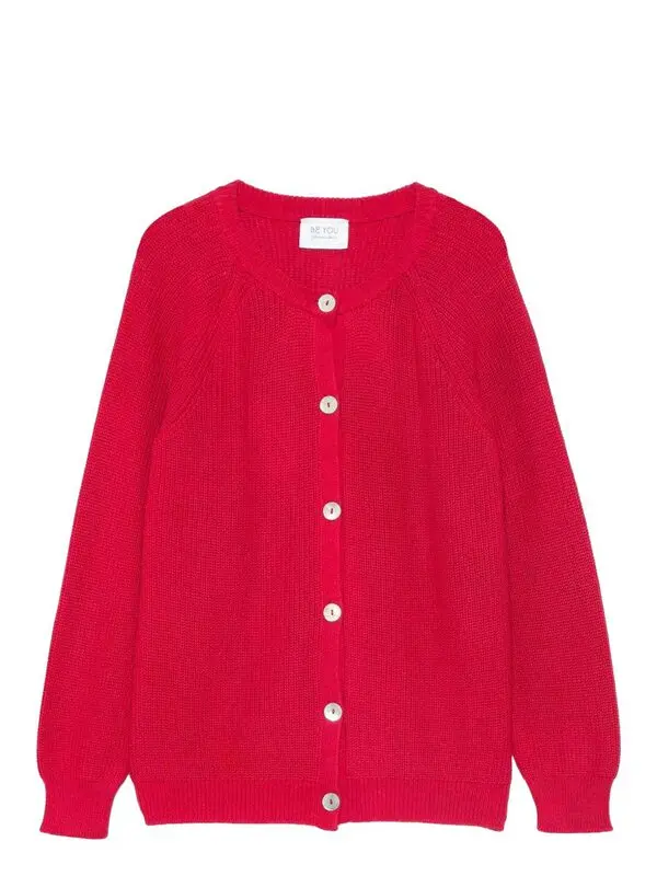 BEYOU Buttoned Knit Cardigan - Red