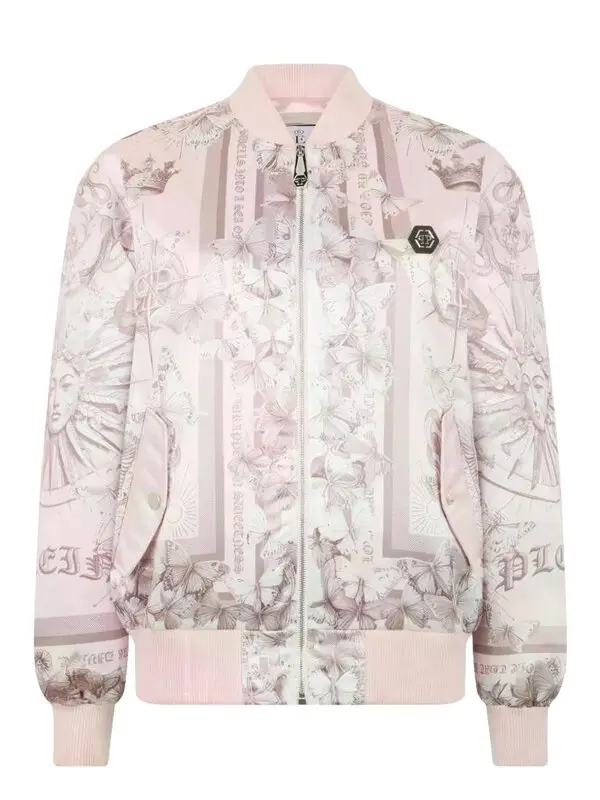 Philipp Plein Butterfly Pattern Bomber Jacket - Pink