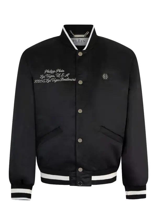 Philipp Plein Embroidered Bomber Jacket - Black