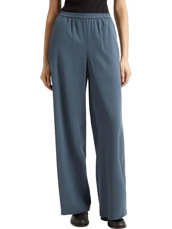 Emporio Armani Pinstripe Pants With Elastic Waist - Blue