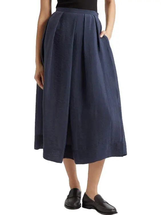 Emporio Armani Techno Crepe Midi Skirt - Navy