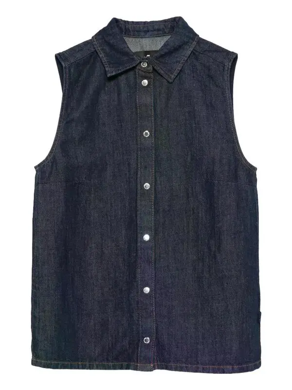 7 For All Mankind Sleeveless Snap-button Shirt - Blue