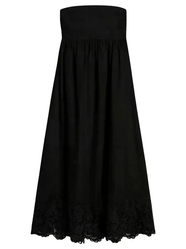 Max Mara Strapless Maxi Dress With Lace Detailing - Black