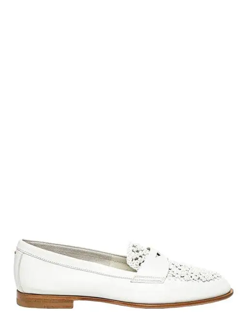Santoni Leather Penny Loafer - White