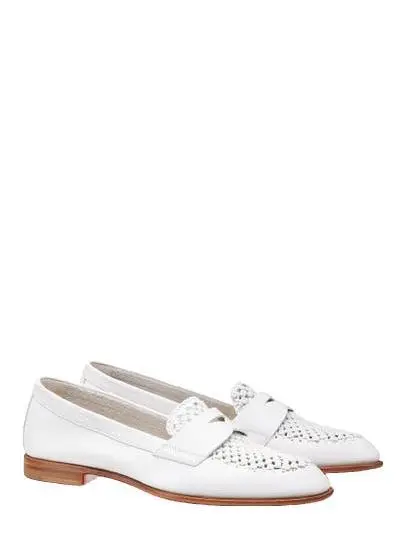 Santoni Leather Penny Loafer - White