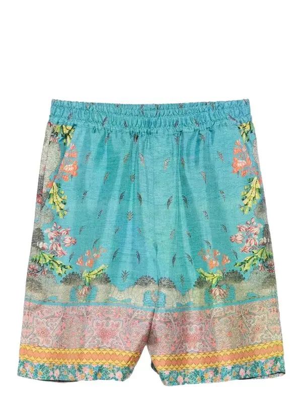PIERRE-LOUIS MASCIA Aloe Floral-print Shorts - Blue