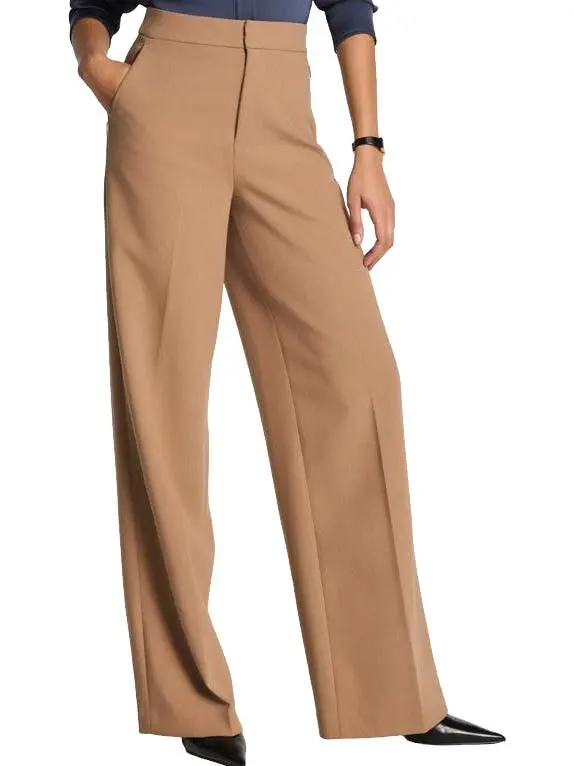 Spanx Well-suited 360 High-waist Wide-leg Pants - Heather Camel