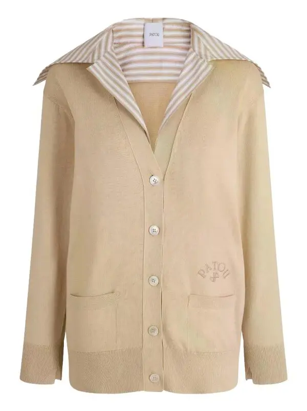 PATOU Poplin-collar Cardigan - Neutrals