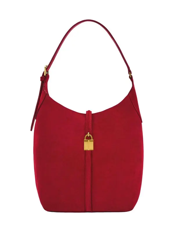 DEMELLIER The Siena Bucket - Berry Red Suede