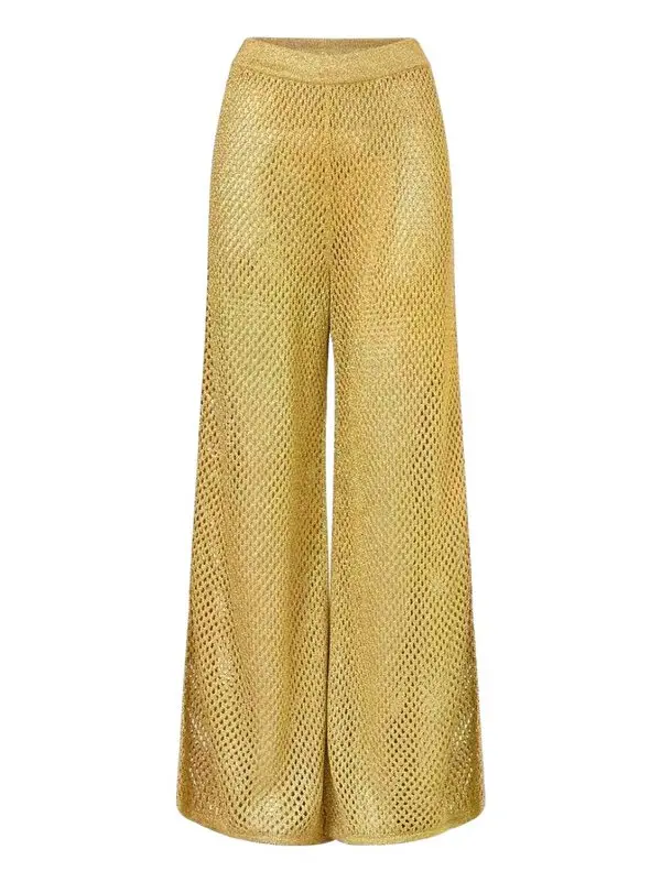 Camilla Openwork Knit Palazzo Pants - Gold