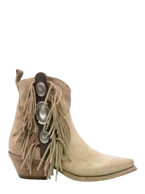 METISSE Fringed Ankle Boots - Neutrals