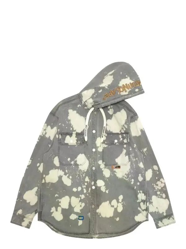 AAPE BY *A BATHING APE Hooded Splatter-patterned Shirt Jacket - Grey
