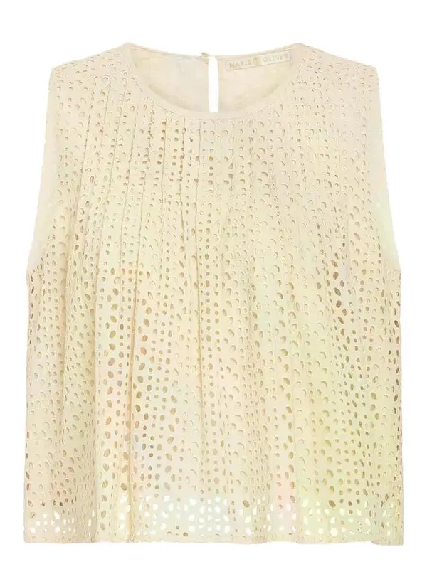 MARIE OLIVER Eletta Eyelet Top - Neutrals