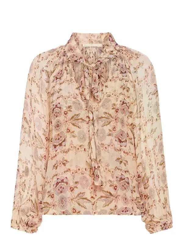 MARIE OLIVER Florence Floral Tie Blouse - Neutrals