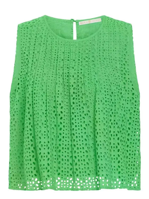 MARIE OLIVER Eletta Eyelet Top - Green