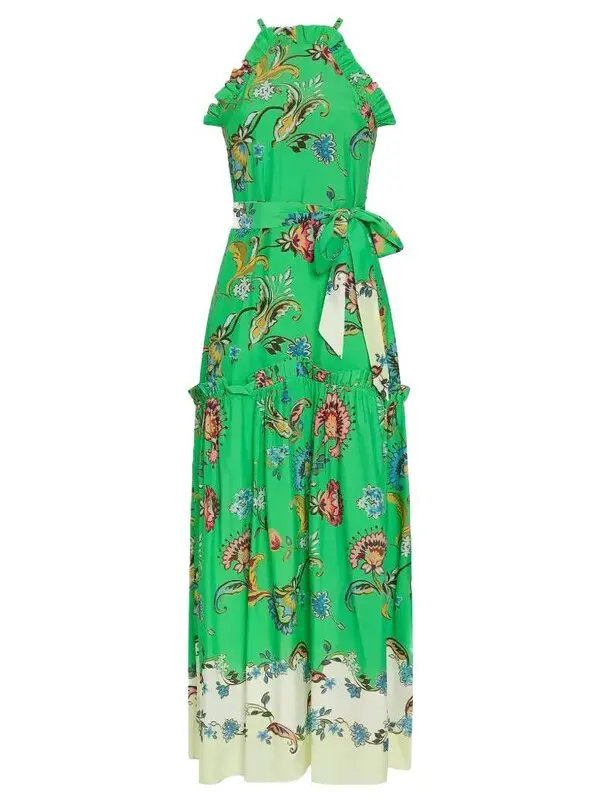 MARIE OLIVER Keenan Ruffled Floral Print Dress - Green