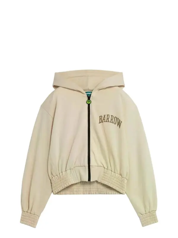BARROW Graphic Print Hooded Zip Up - Neutrals