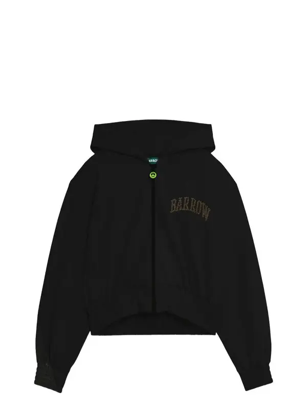 BARROW Graphic Print Zip-up Hoodie - Black