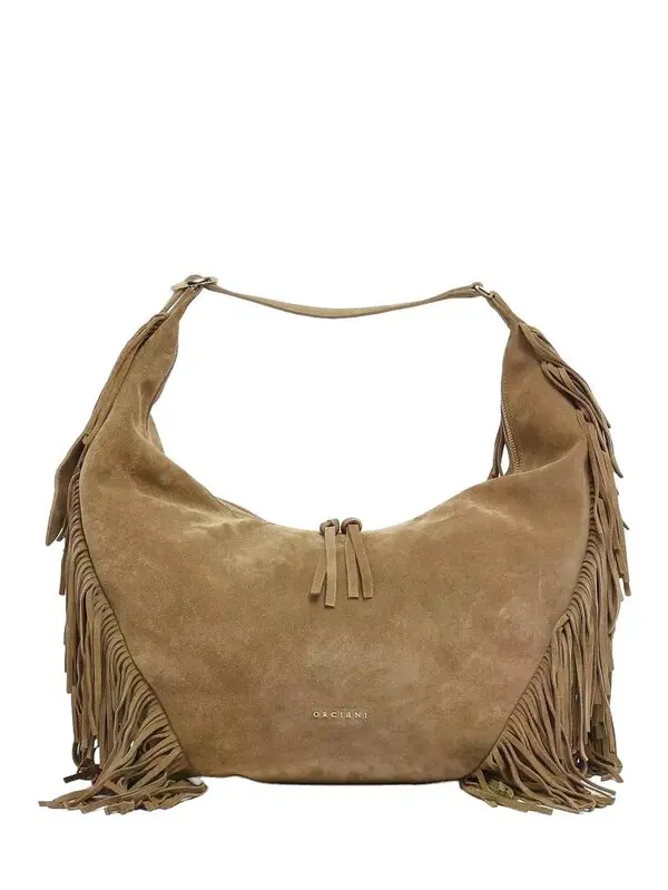 ORTIGNI Fringe Shoulder Bag - Neutrals