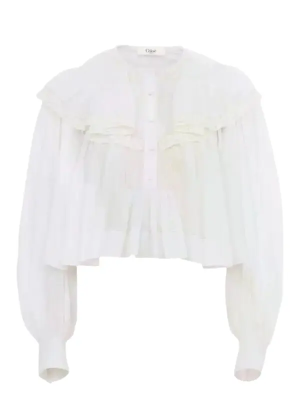 Chloé Ruffled Lace Blouse - White
